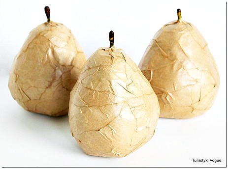 How to paper mache Pears using paper sack and Mod podge - Debbiedoos