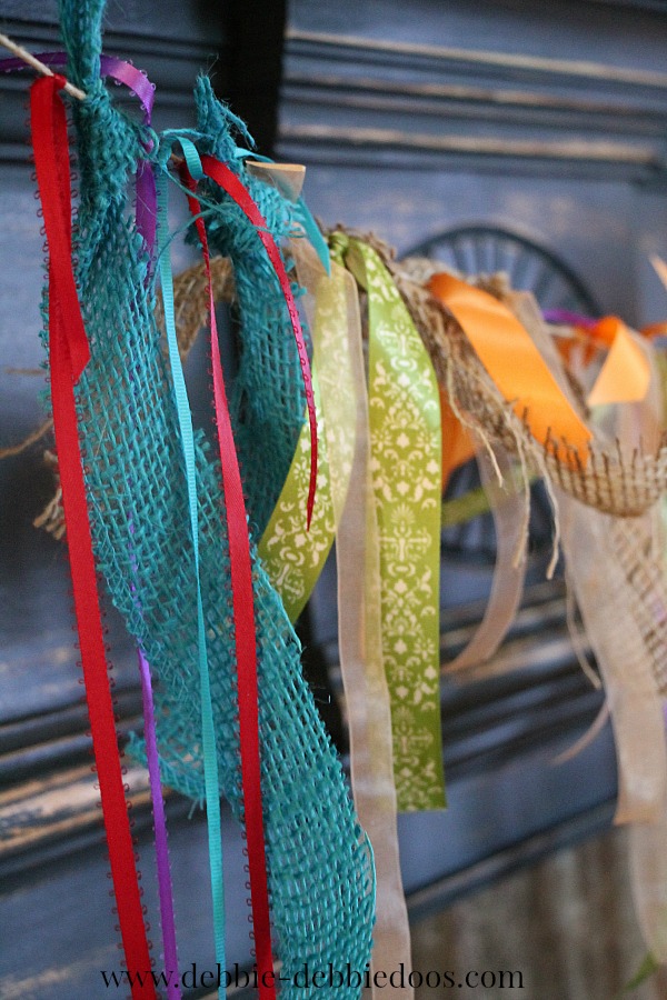 How to make ribbon scrap garland - Debbiedoos