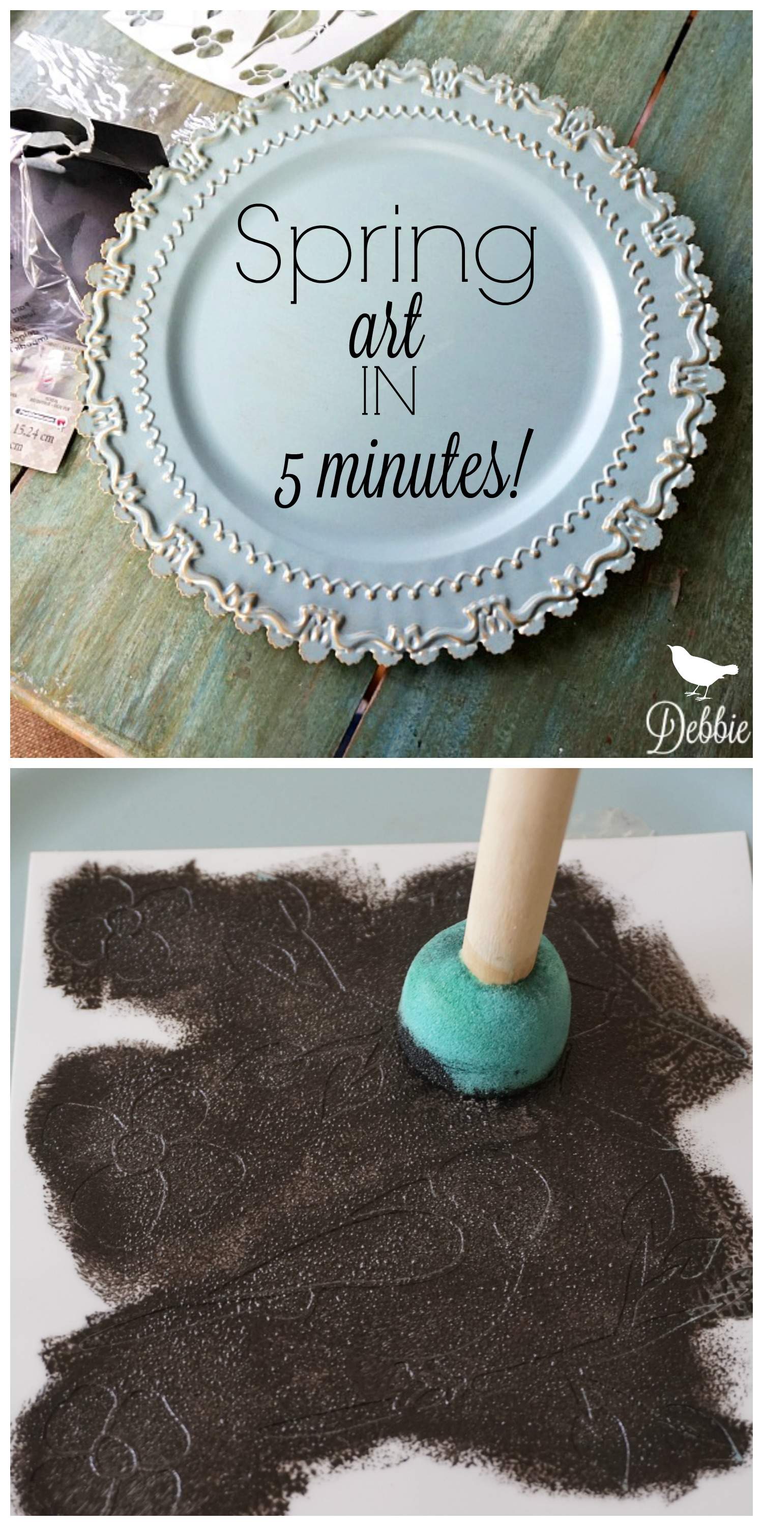 Spring art on a tin plate - Debbiedoos