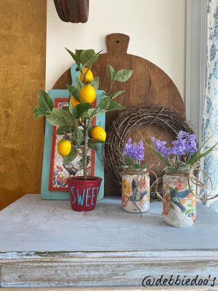 Mod Podge on glass with napkins - Debbiedoos